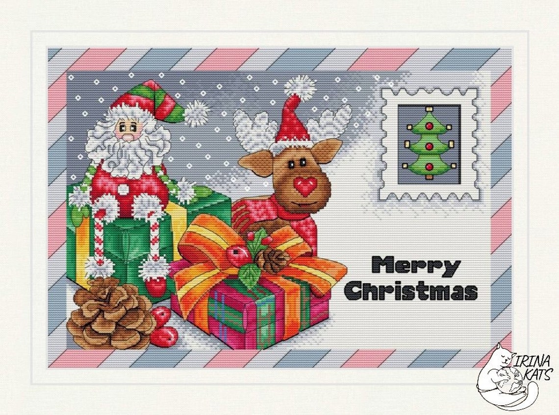 Christmas Card Cross Stitch Pattern PDF Instant Download Winter Cross ...