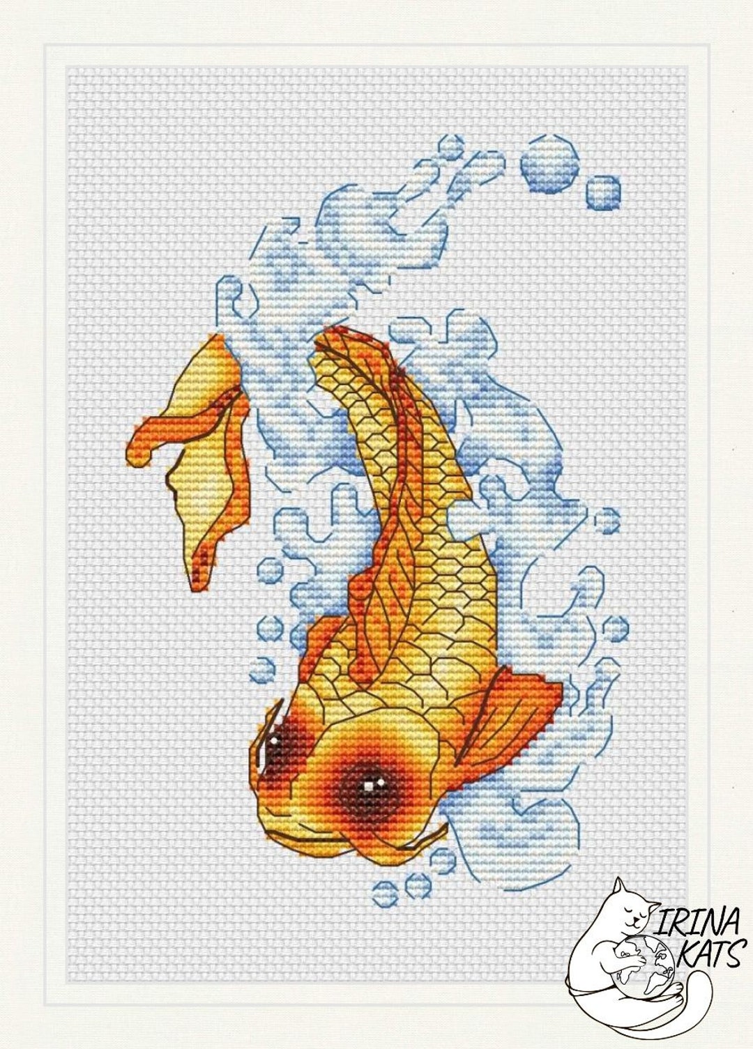 Gold Fish Cross Stitch Pattern PDF Instant Download Lucky Koi Cross ...