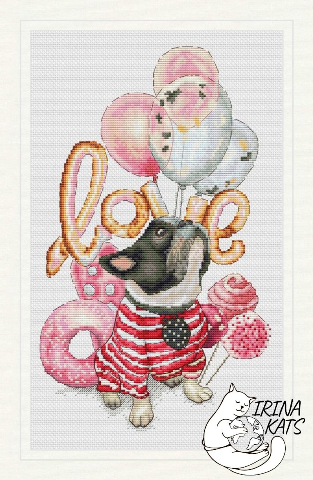Frenchie Cross Stitch Pattern PDF Instant Download French Bulldog Puppy ...