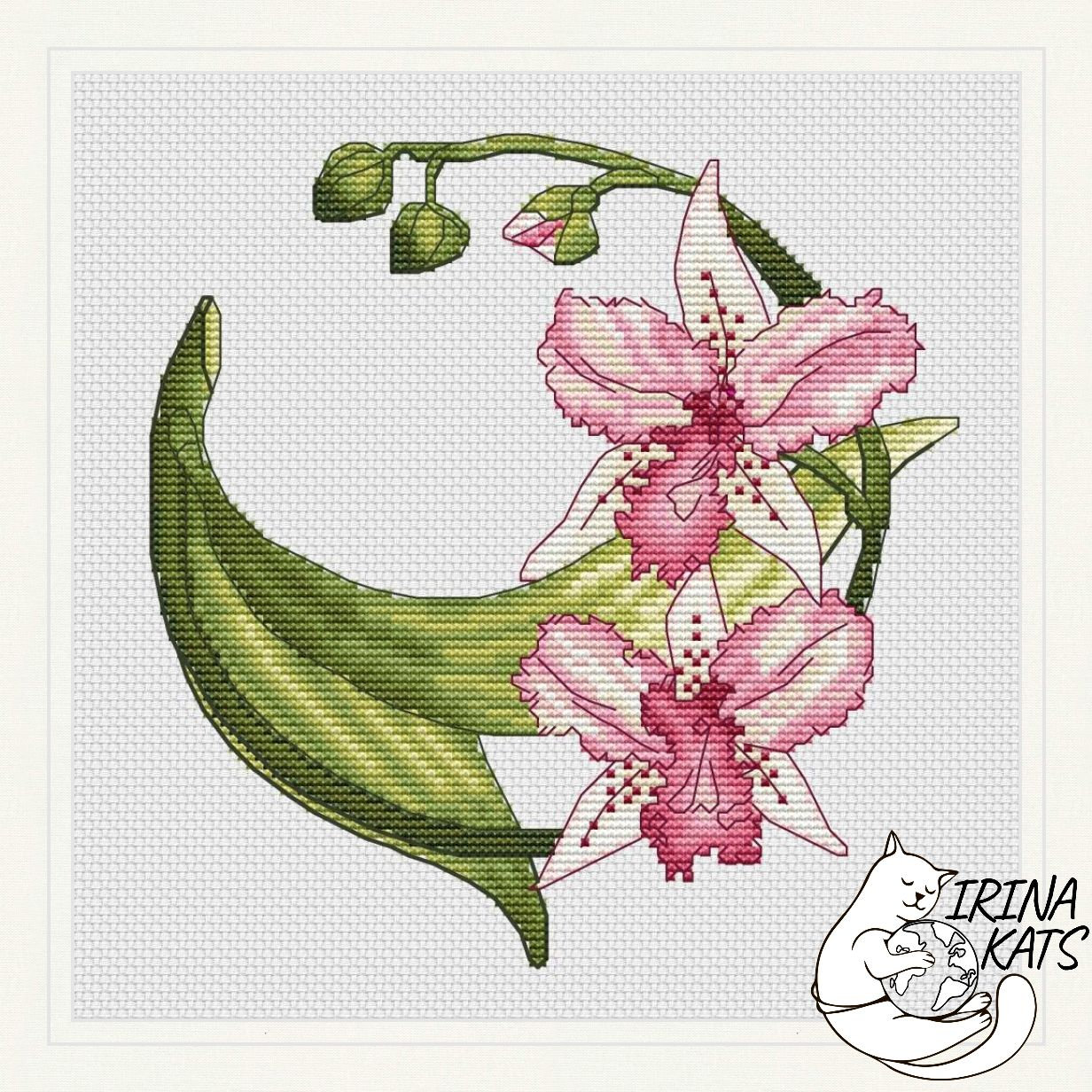 Orchid Cross Stitch Pattern Instant Download PDF Floral Cross Stitch ...