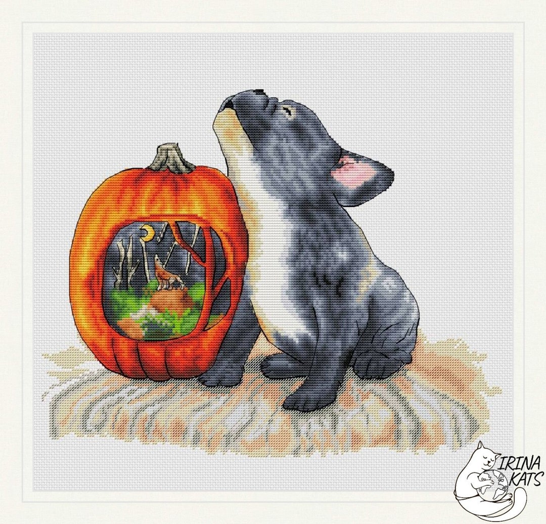 French Bulldog Cross Stitch Pattern: Moon Howler, Pumpkin (PDF Pattern ...