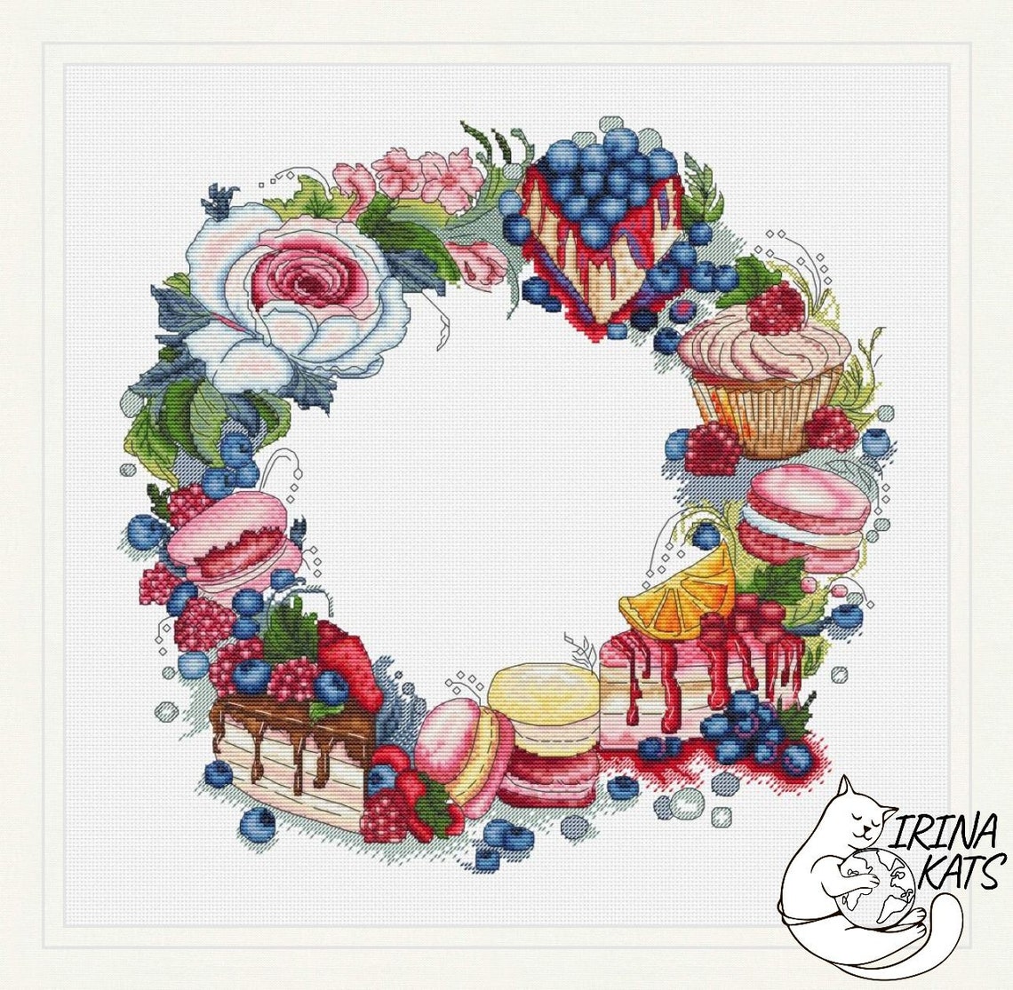 Sweet Wreath Cross Stitch Pattern PDF Instant Download Sweet | Etsy