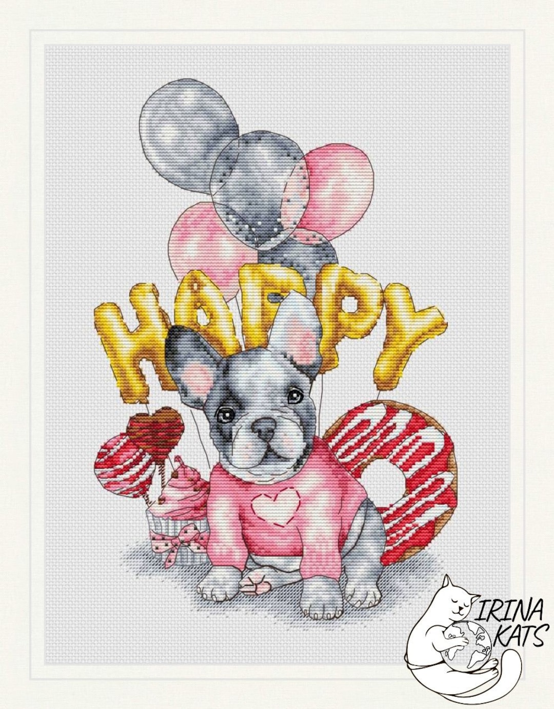 Frenchie Cross Stitch Pattern PDF Instant Download Cross Stitch Chart ...