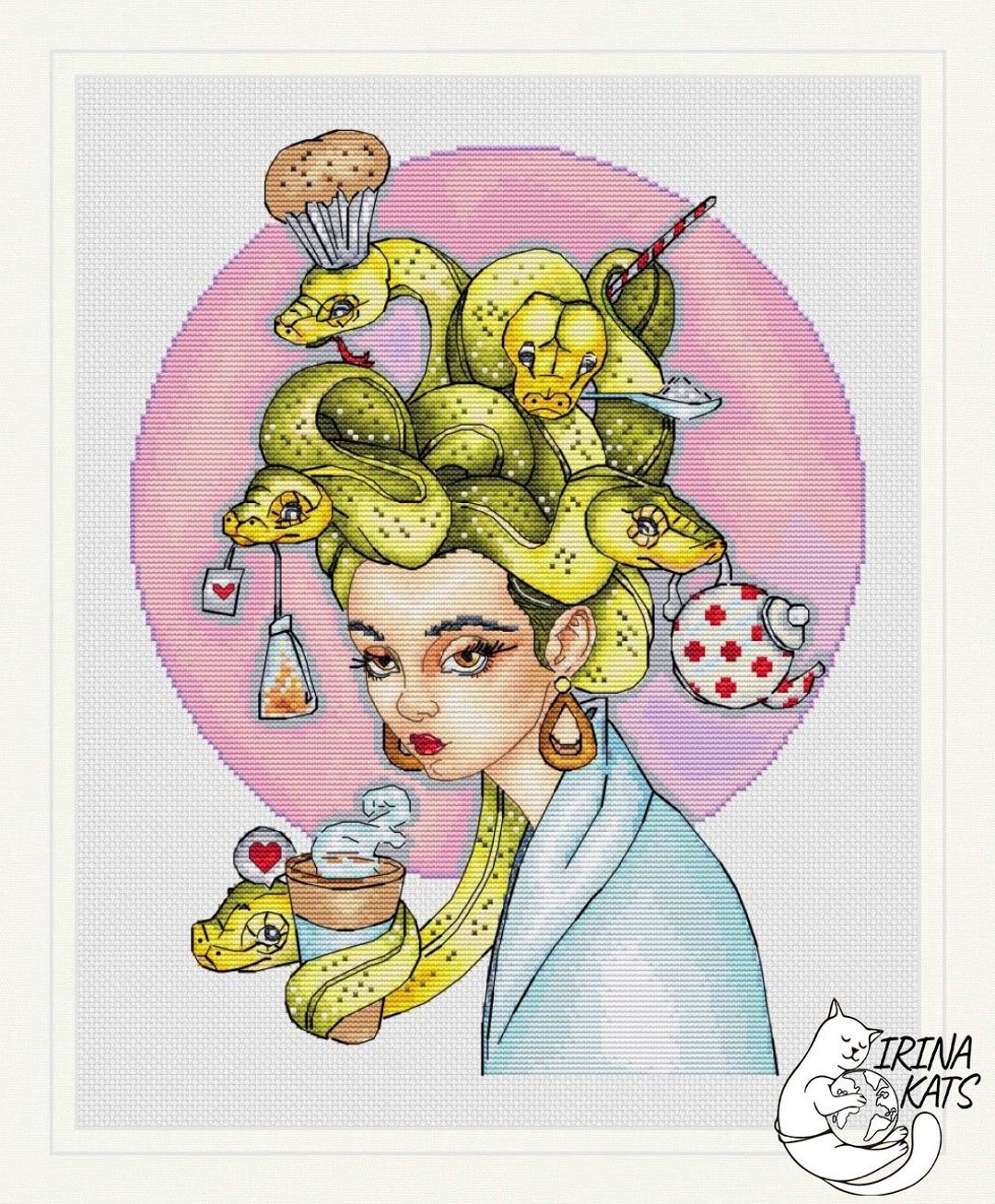 Medusa Cross Stitch Pattern Instant Download PDF Gorgon Cross Stitch ...