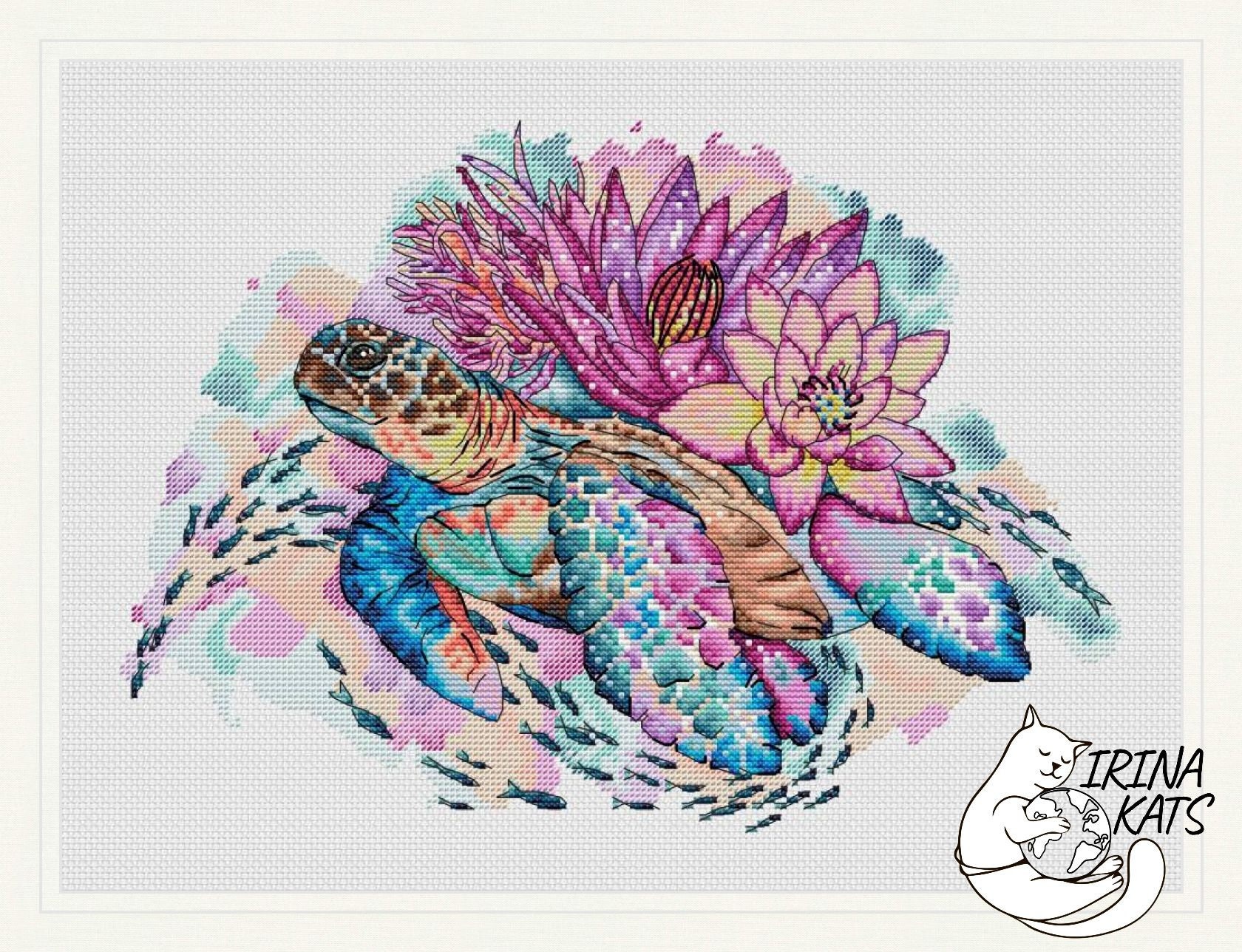 Turtle Cross Stitch Pattern Instant Download PDF Sealife Cross - Etsy