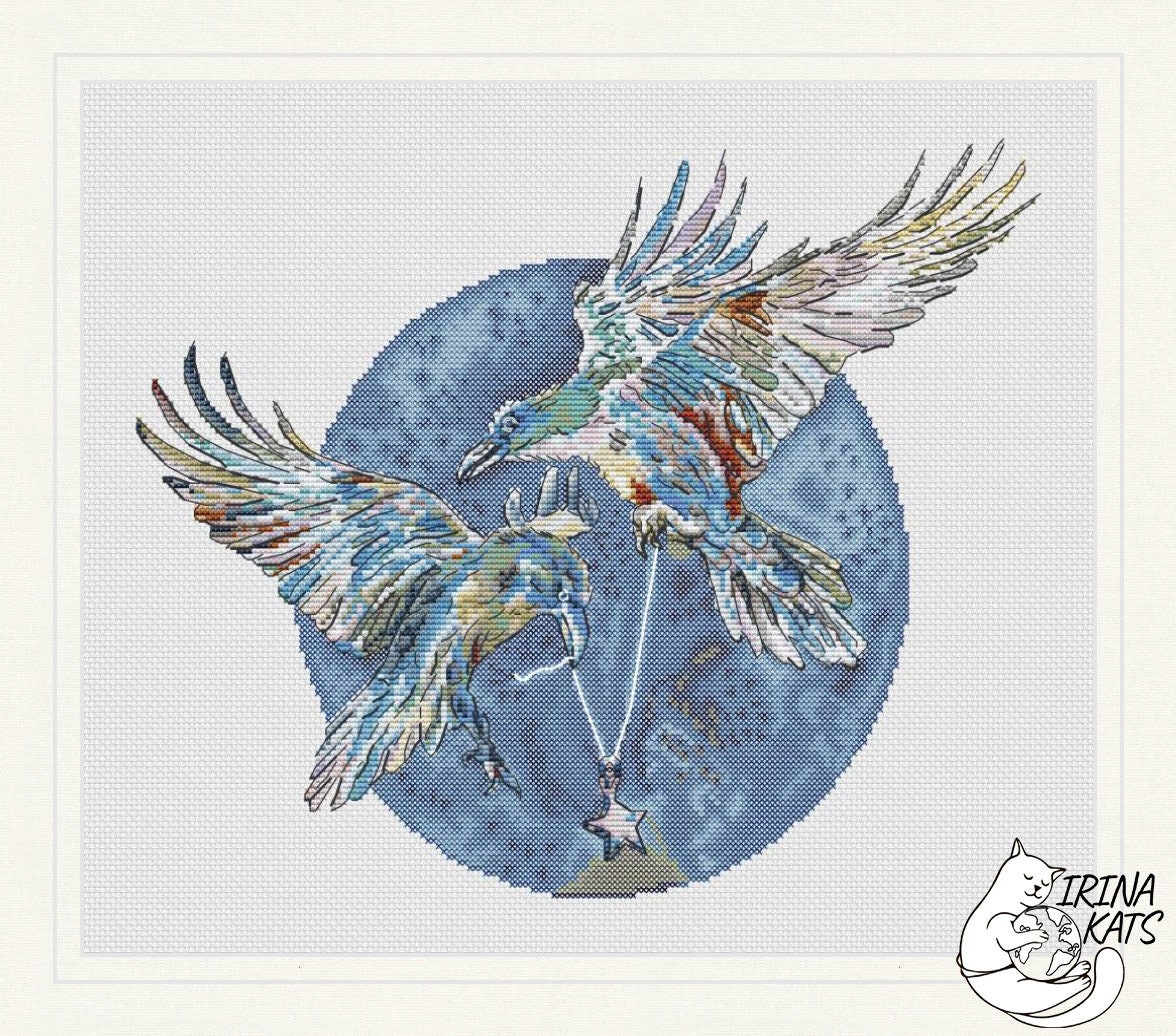 Ravens Cross Stitch Pattern Instant Download PDF Crystal Ravens Cross ...