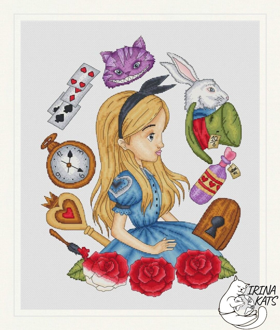 Alice Cross Stitch Pattern PDF Instant Download Alice in Wonderland ...