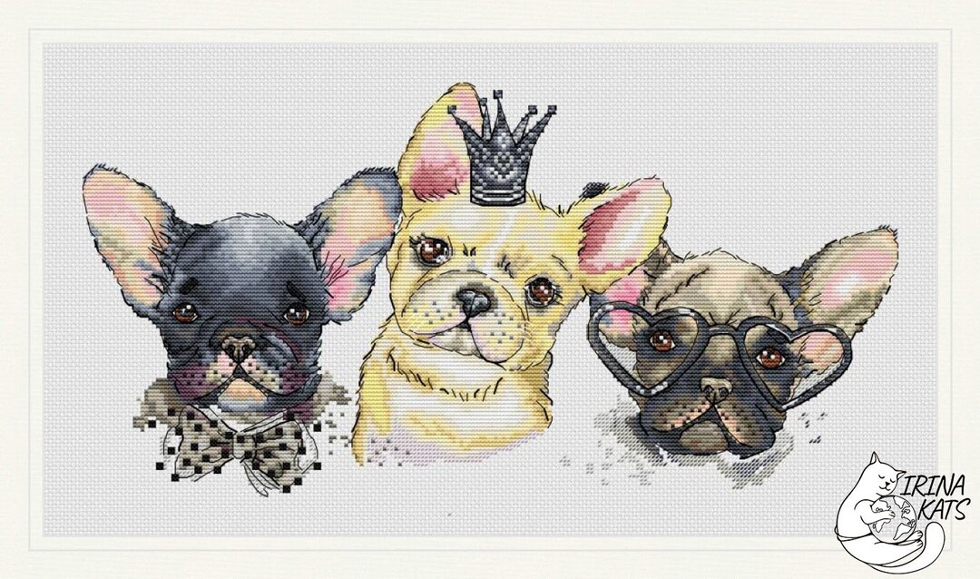 Frenchie Cross Stitch Pattern Instant Download PDF French Bulldog Cross ...