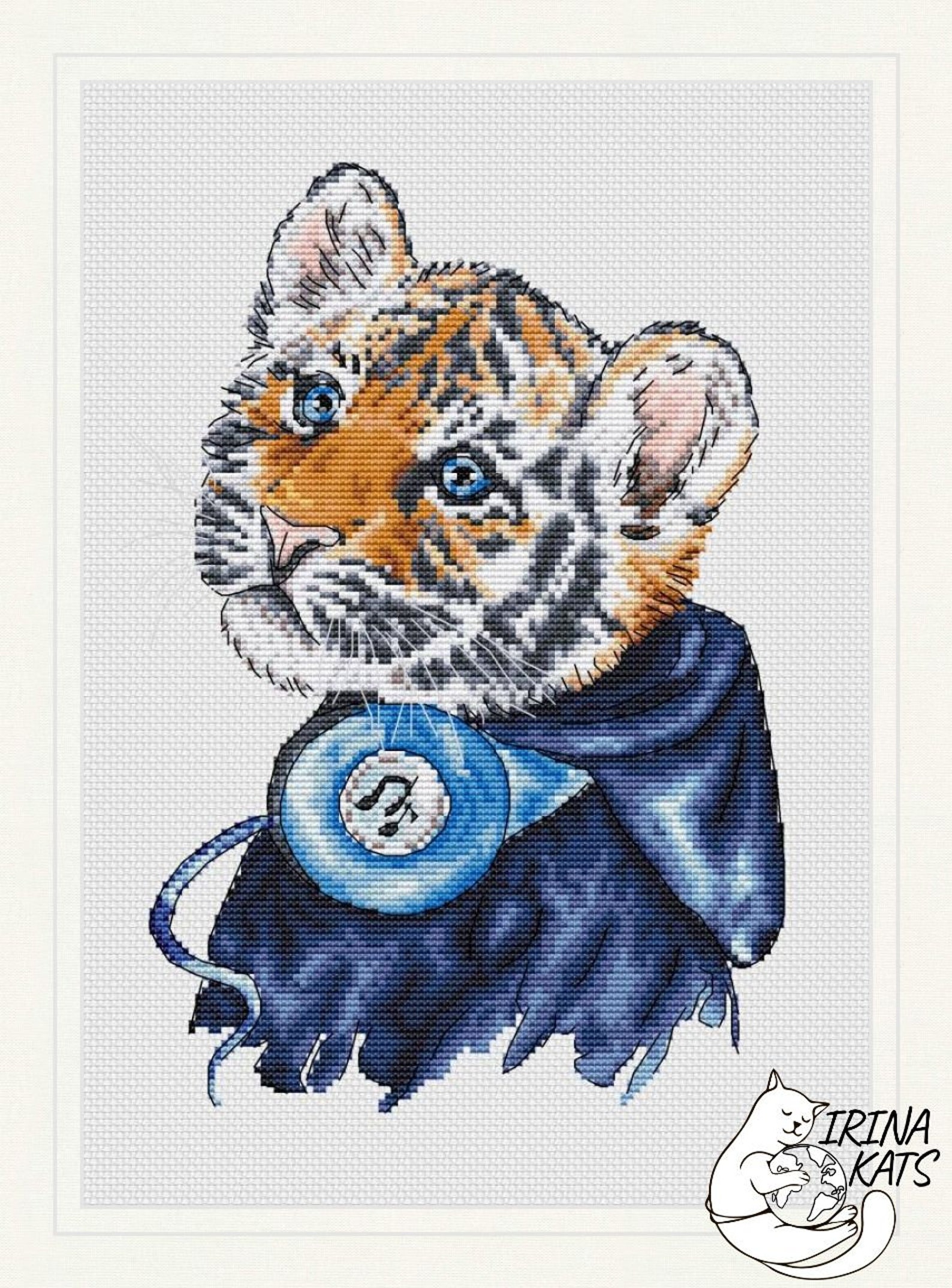 Tiger Cross Stitch Pattern Instant Download PDF Tiger Cub Cross Stitch ...