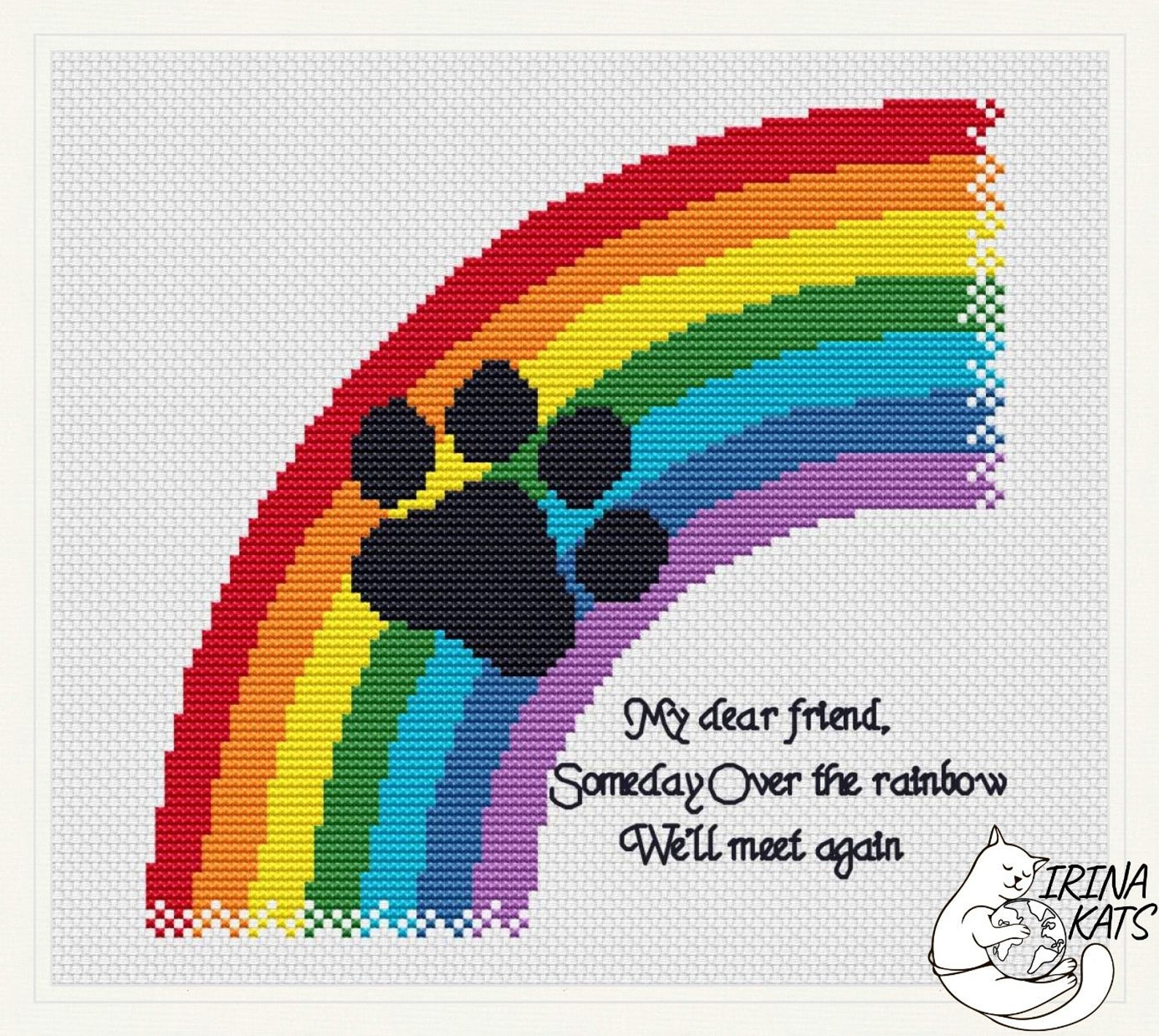 Rainbow Bridge Cat Cross Stitch Pattern, Pet Memorial (PDF) - Etsy