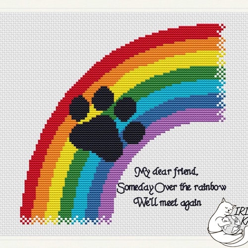 Rainbow Bridge Cross Stitch Pattern PDF Dog Memorial Quote - Etsy