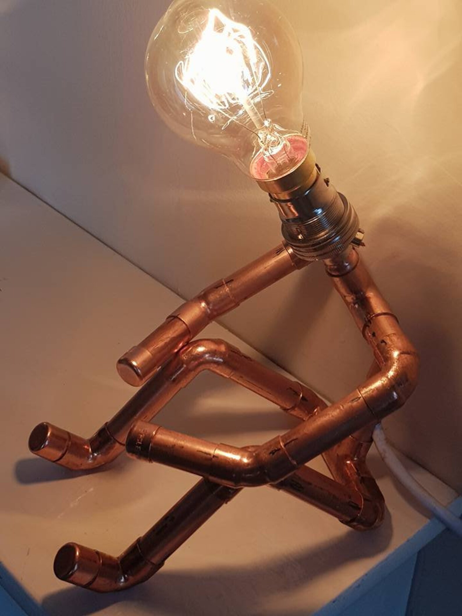Copper Pipe Lamp Sitting Man Retro Handmade Unique Gift Edison - Etsy UK