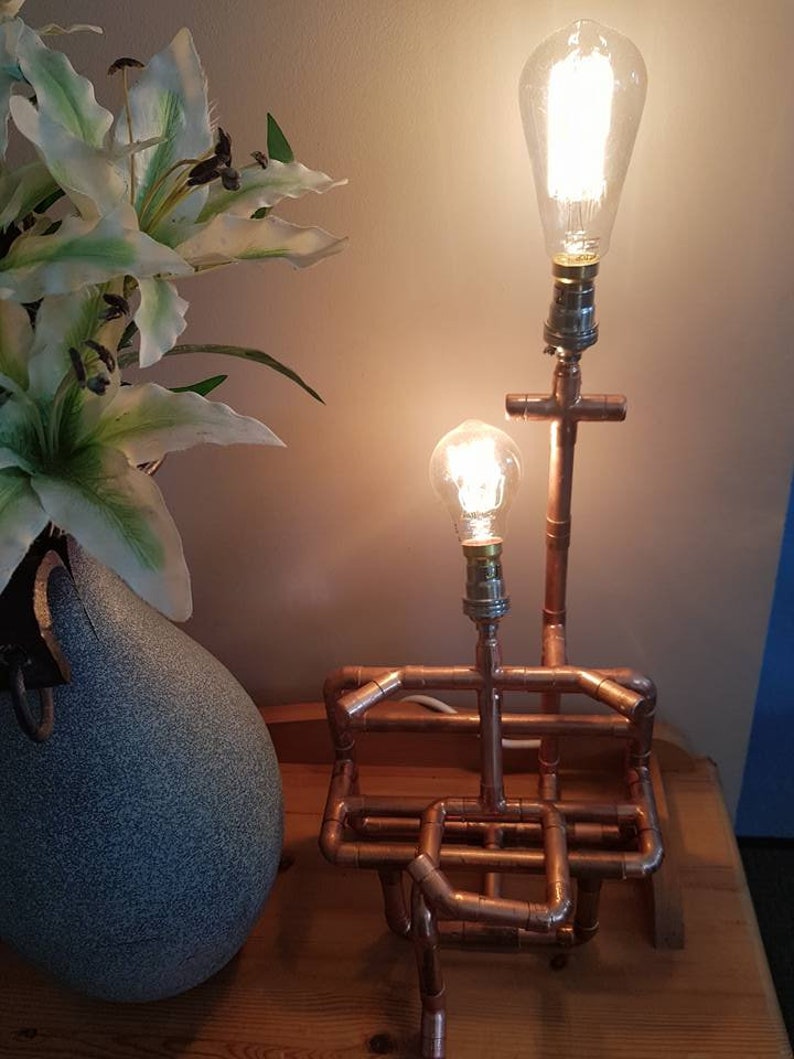 Large Double Light Copper Pipe Lamp Retro Man on A Bench Lamp Post ...