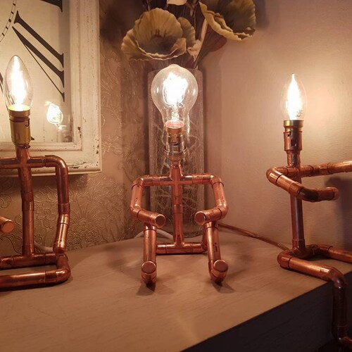 Copper Pipe Lamp Sitting Man Retro Handmade Unique Gift Edison - Etsy UK