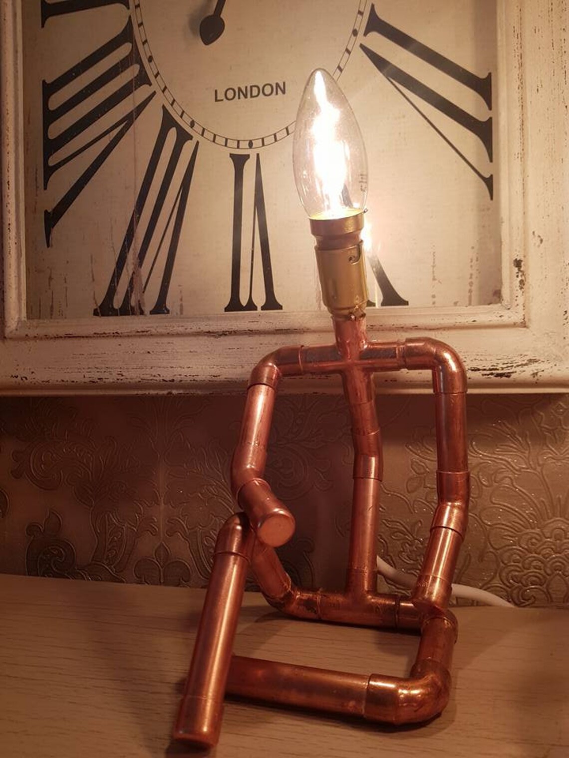 Copper Pipe Lamp Sitting Man Retro Handmade Unique Gift Edison - Etsy UK