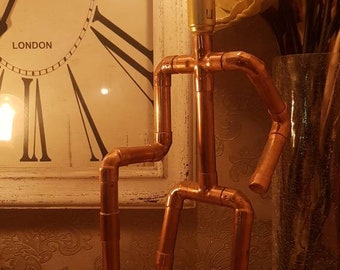 Copper Pipe Lamp Sitting Man Retro Handmade Unique Gift Edison Light ...