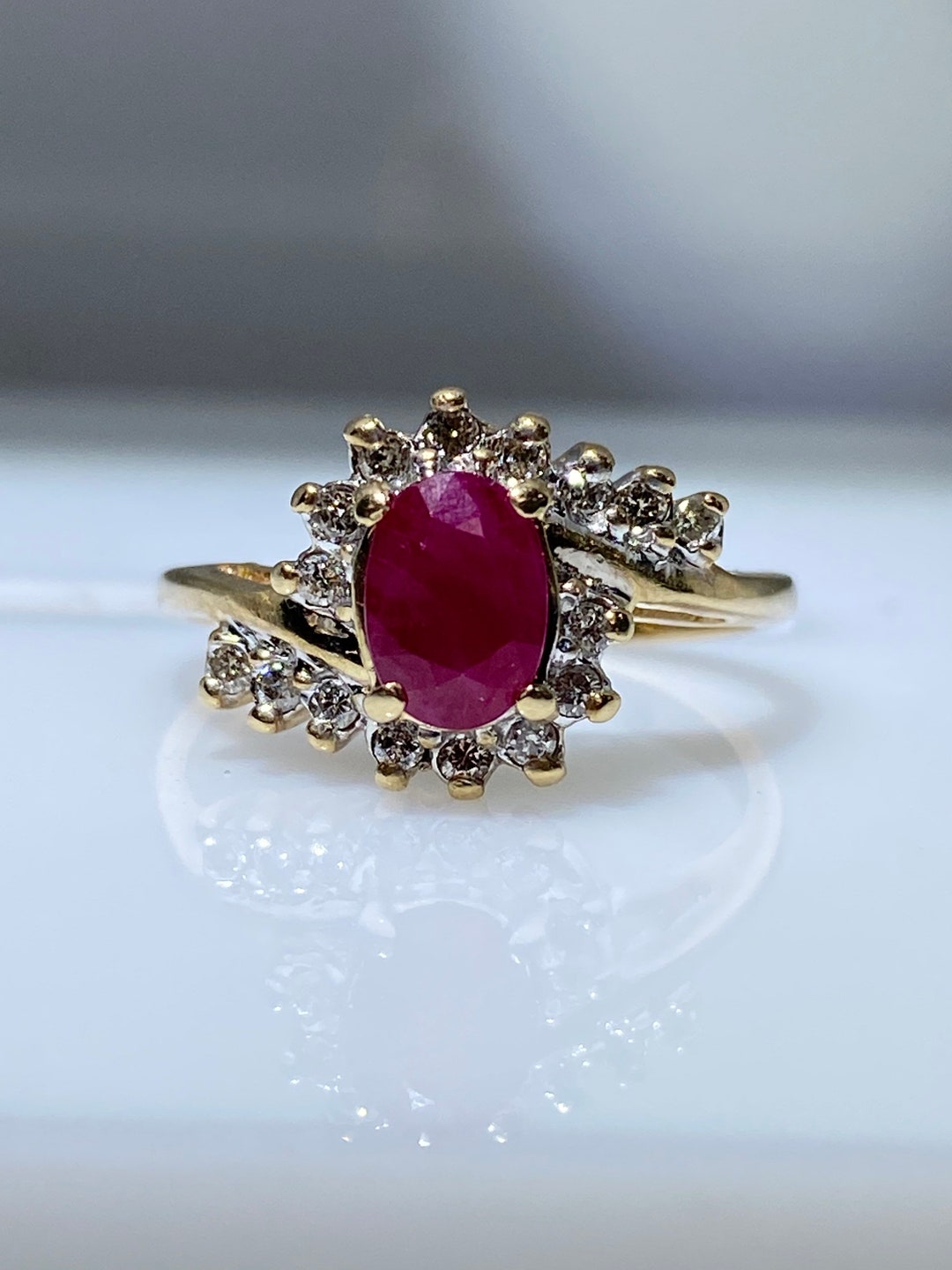 Ruby and Diamond Ring - Etsy