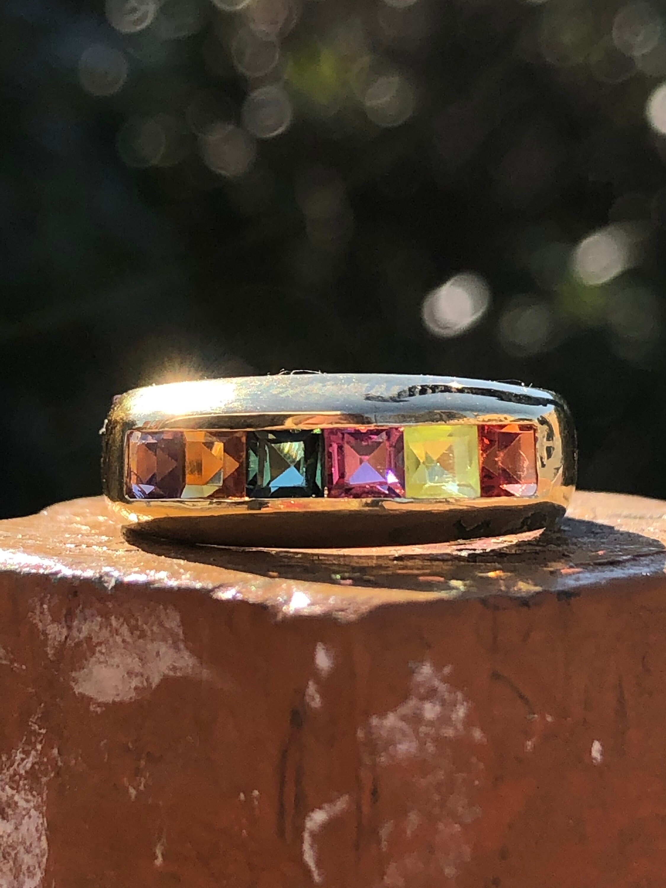 18K Multi Stone Band - Etsy