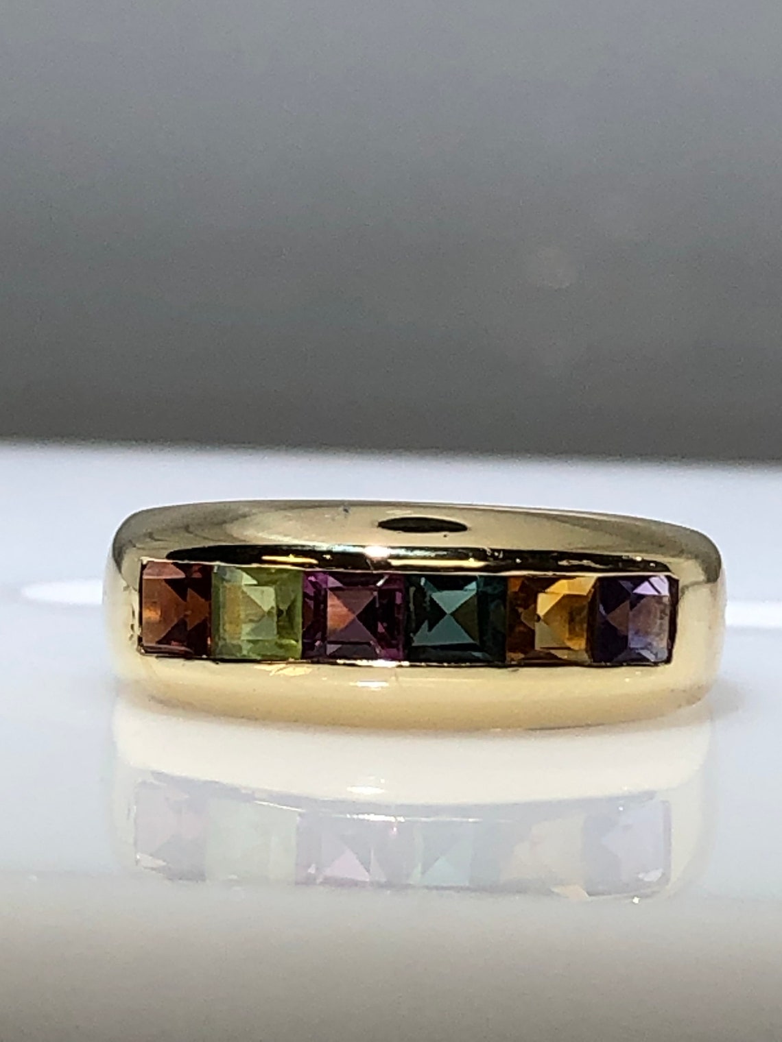 18K Multi Stone Band - Etsy