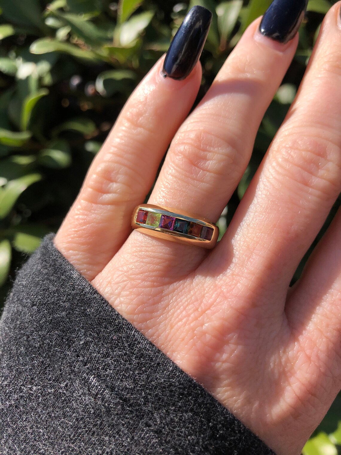 18K Multi Stone Band - Etsy