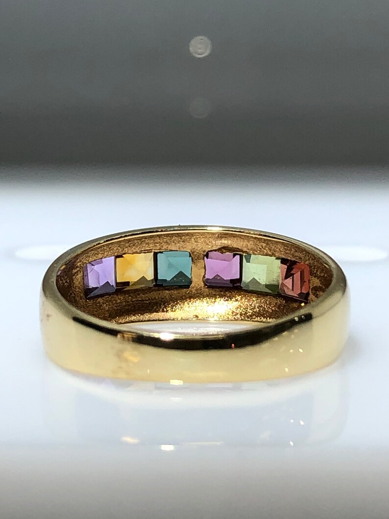 18K Multi Stone Band - Etsy
