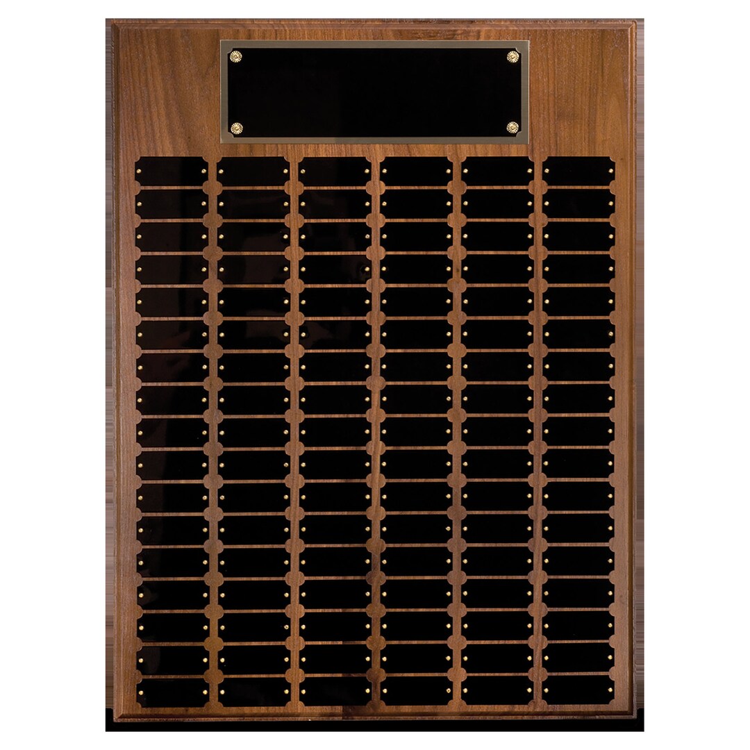 Walnut Finish 18 X 24 Perpetual Plaque With 102 Plates PLEASE READ ...