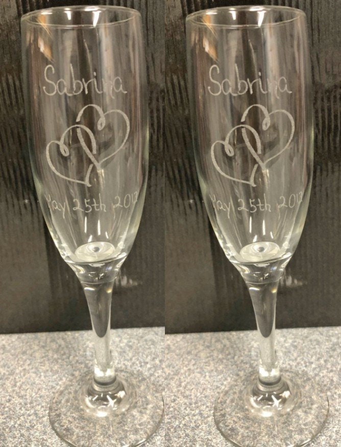 Wedding Classic Laser Engraved Flutes( set of 2 ) Ideal for that ...