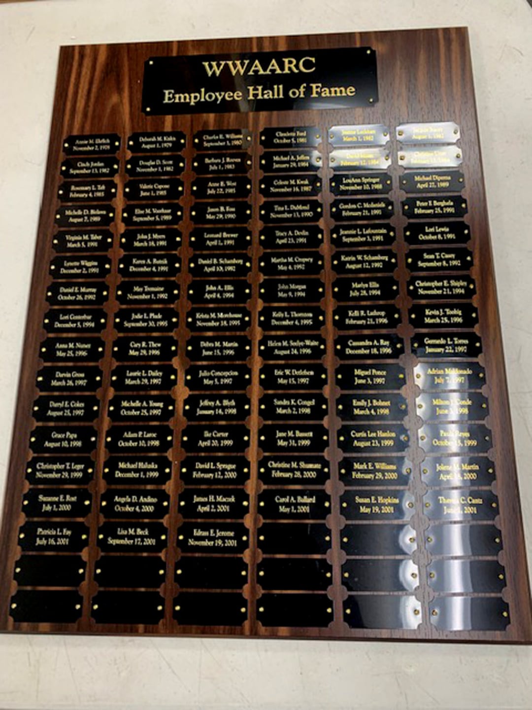 Walnut Finish 18 X 24 Perpetual Plaque With 102 Plates (ordering ...