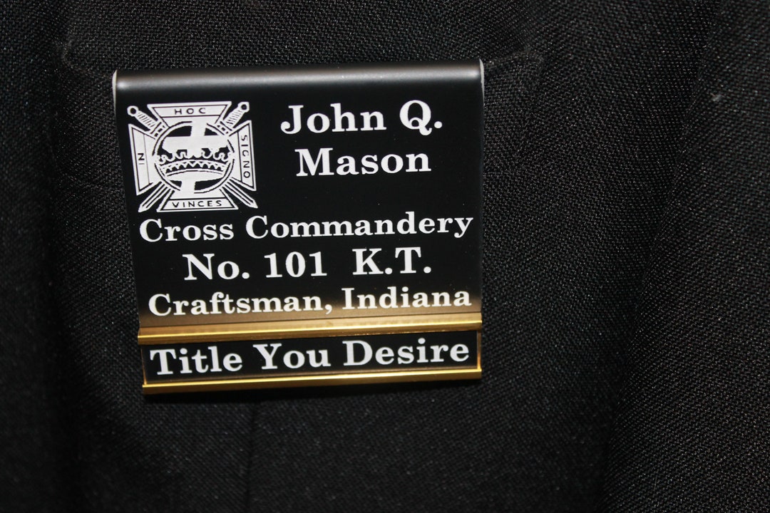 Commandery Officer or Members Over the Pocket or Magnetic Name Badge W ...