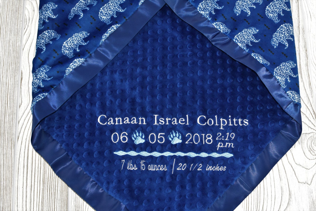 Personalized Minky Baby Blanket Birth Stats Blanket Baby Boy - Etsy