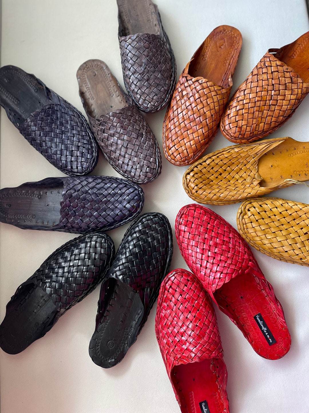 Handmade Woven Leather Mules, Criss Cross Slip on Kolhapuri Flats - Etsy