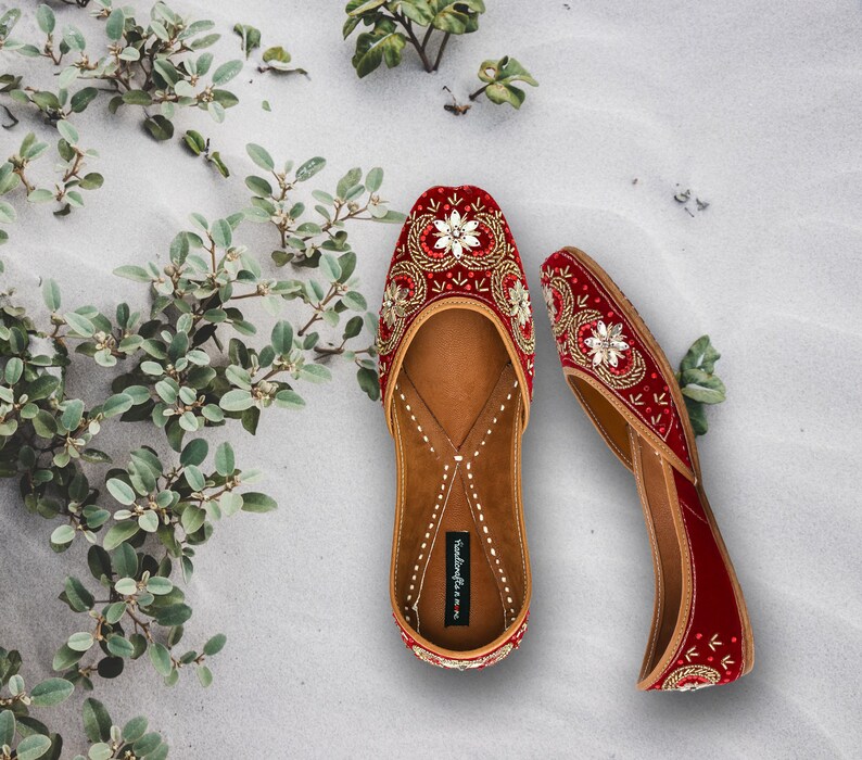 Wedding Shoes for Bride Red Wedding Shoes Red Bridal mojari | Etsy