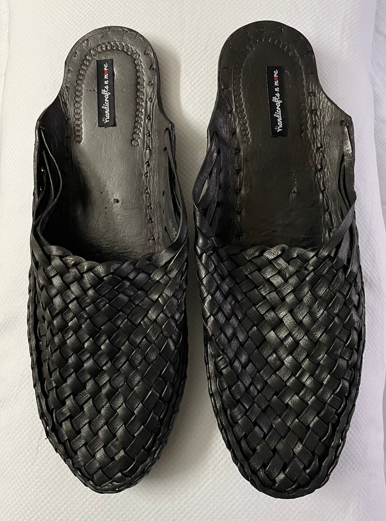 Handmade Woven Leather Mules, Criss Cross Slip on Kolhapuri Flats - Etsy