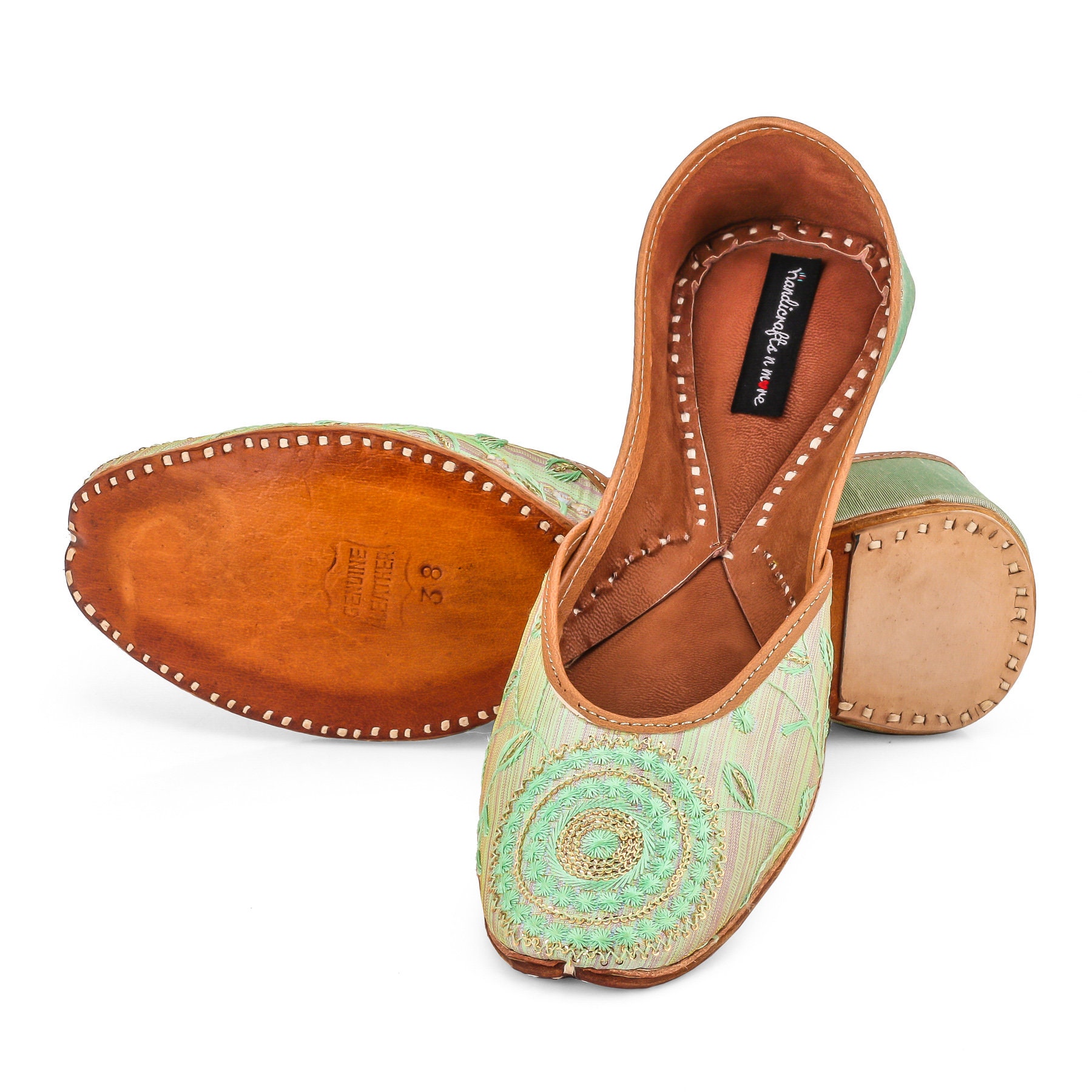 Punjabi Jutti For Ladies Green Casual Shoes Indian Mojari | Etsy