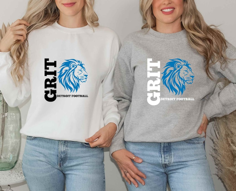 GRIT, Detroit Lions Football, Unisex Sweatshirt or Long Sleeve, Retro ...