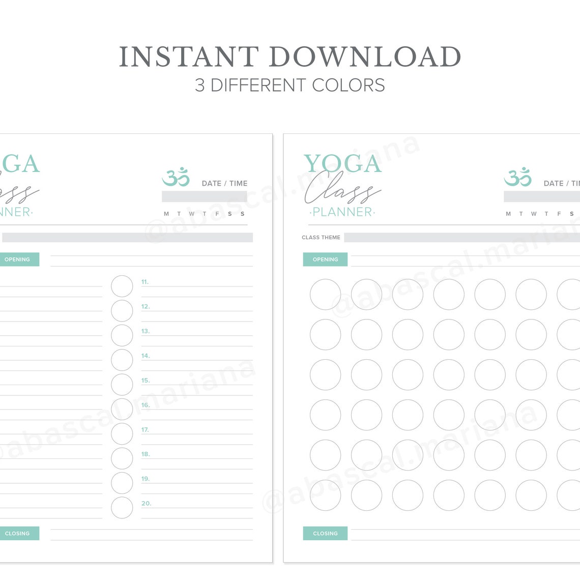 DIGITAL FILE, Yoga Digital Planner BUNDLE, Yoga Class Planner ...