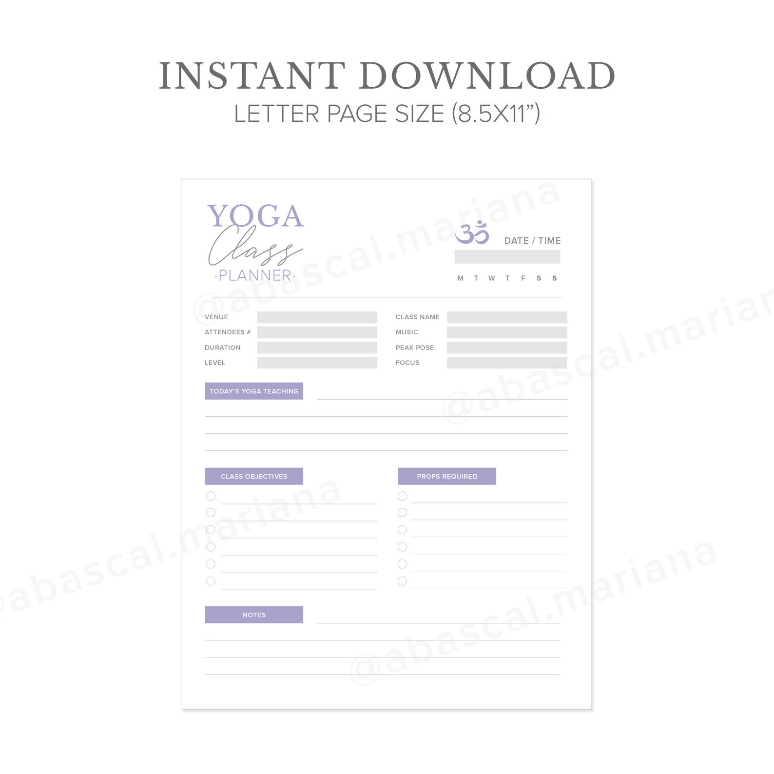 DIGITAL FILE, Yoga Digital Planner BUNDLE, Yoga Class Planner ...