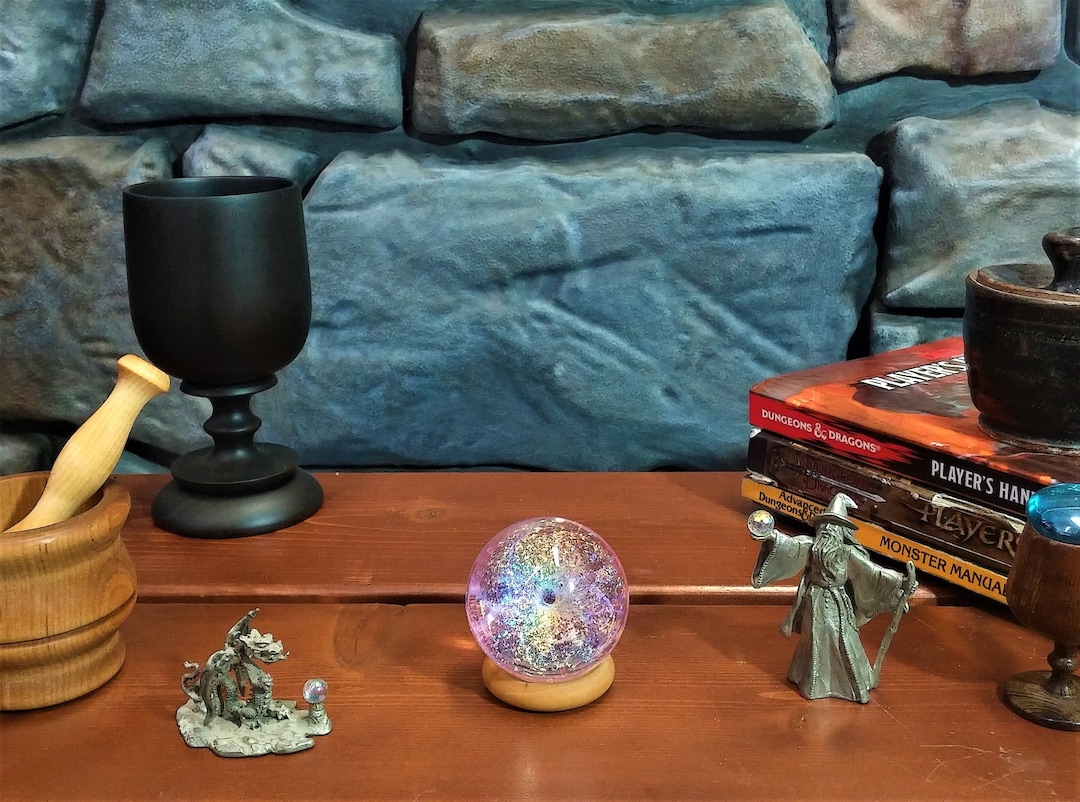Sparkling Pink Crystal Ball Glass Marble Scrying Orb Dnd 5e D&D ...