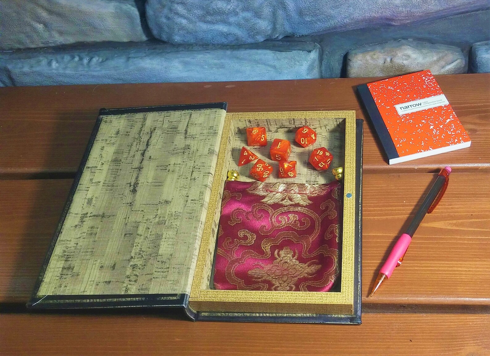 Red Hollow book dice box set of 7 polyhedral dice a notebook | Etsy