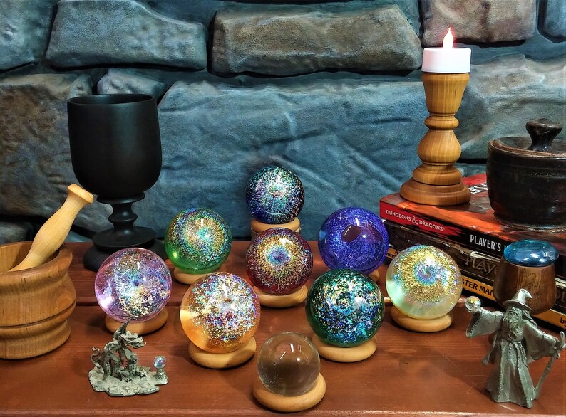 Sparkling Blue Crystal Ball Glass Marble Scrying Orb Dnd 5e - Etsy