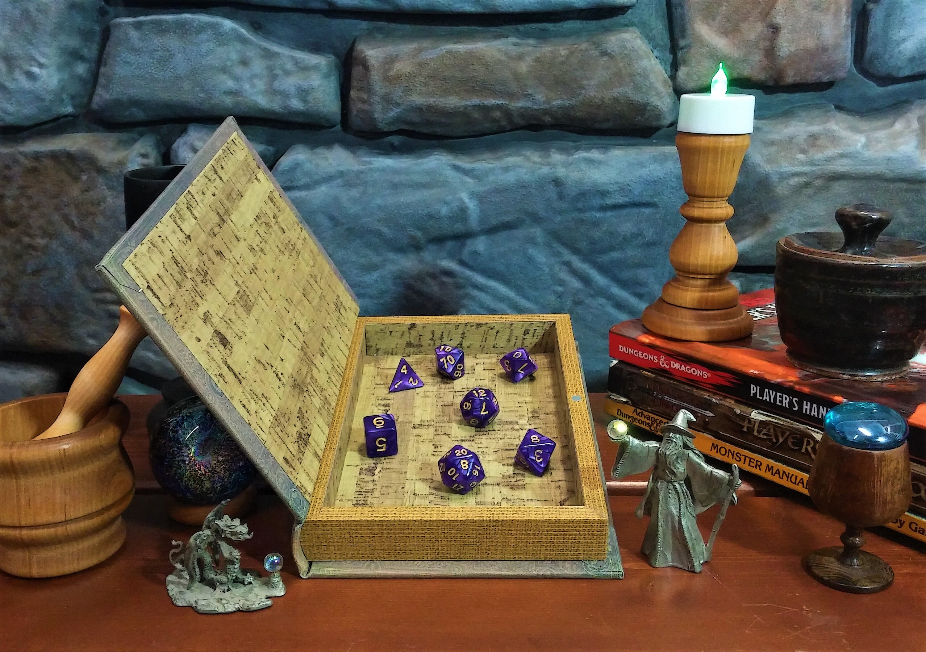 Moss Green Hollow Book Dice Box Set of 7 Polyhedral Dice a | Etsy
