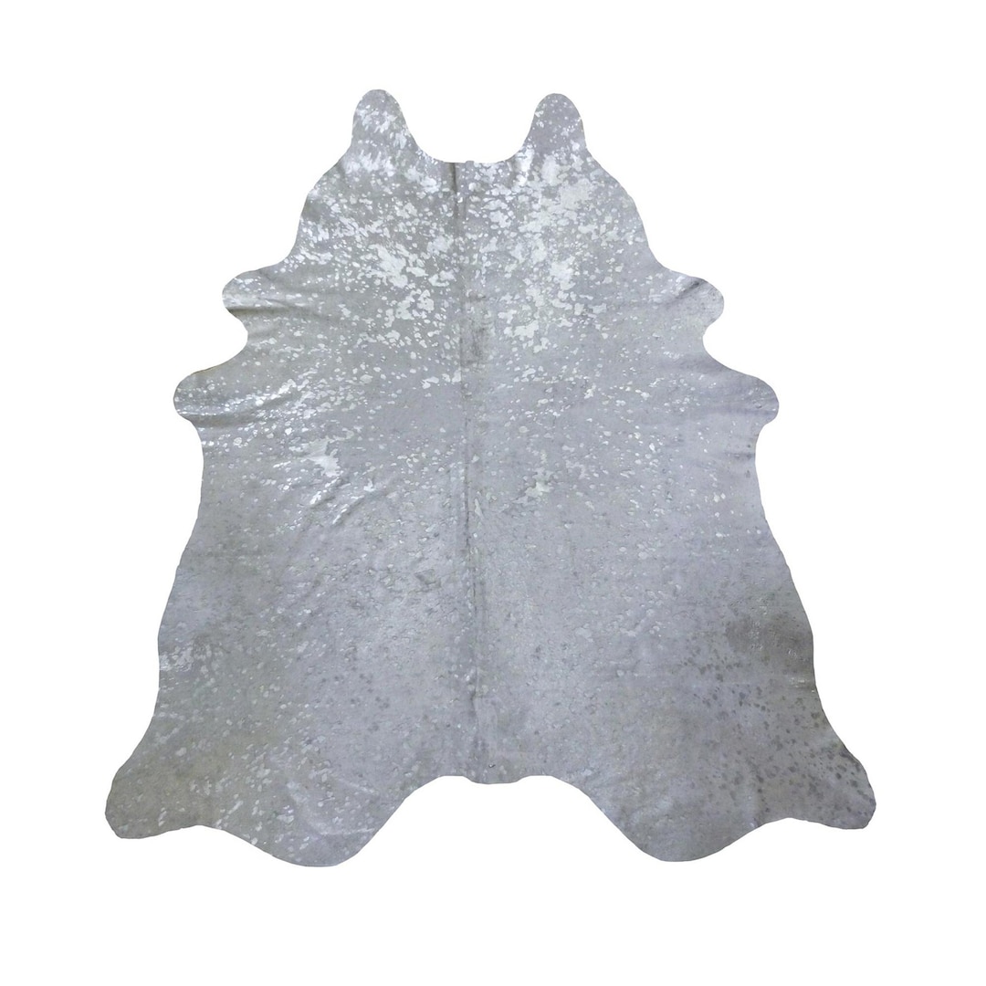 Silver on White Metallic Brazilian Cowhide ≈ 7'x8' - Etsy