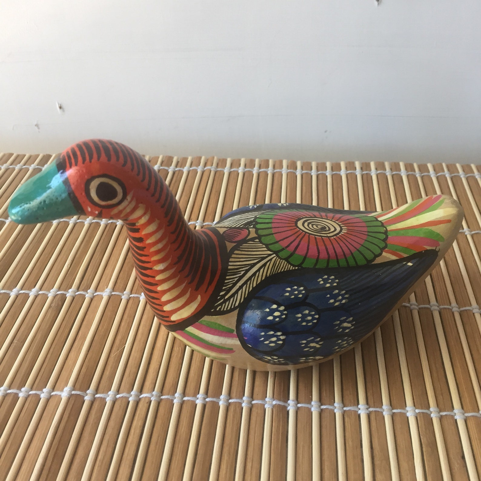 Vintage Folk Art Ceramic Duck, Hand Painted - Etsy