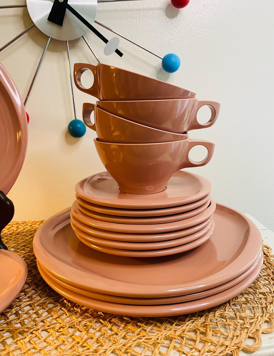 Vintage Melamine Boontonware Belle, Dinner Plates, Dessert Plates, Cups ...