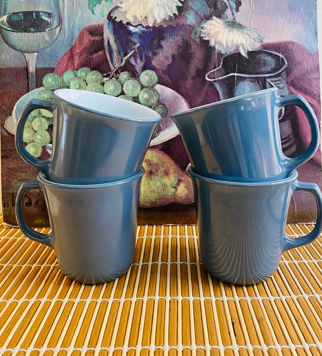 Vintage Pyrex Milk Glass Mugs, Dusty Blue, Set of Four, 1980’s - Etsy