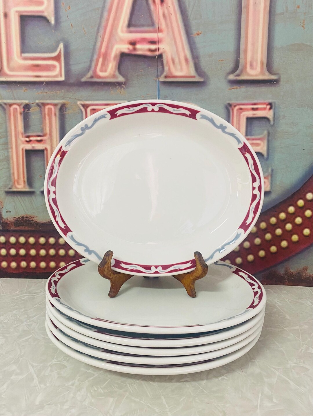 Vintage Diner Plates, Medium Oval, Sterling China, Set of Six, Retro ...