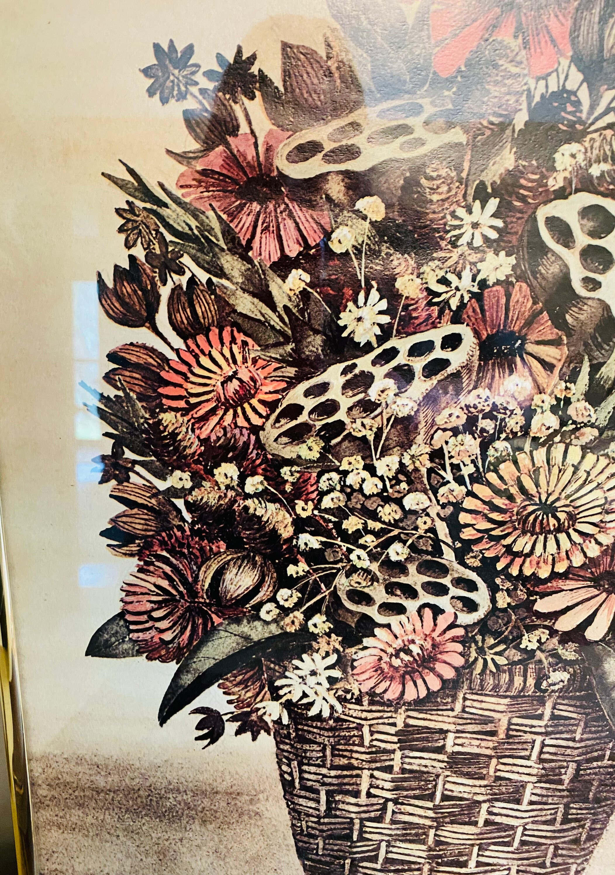 Vintage Botanical Print Earth Tones Floral Framed Print Wall - Etsy