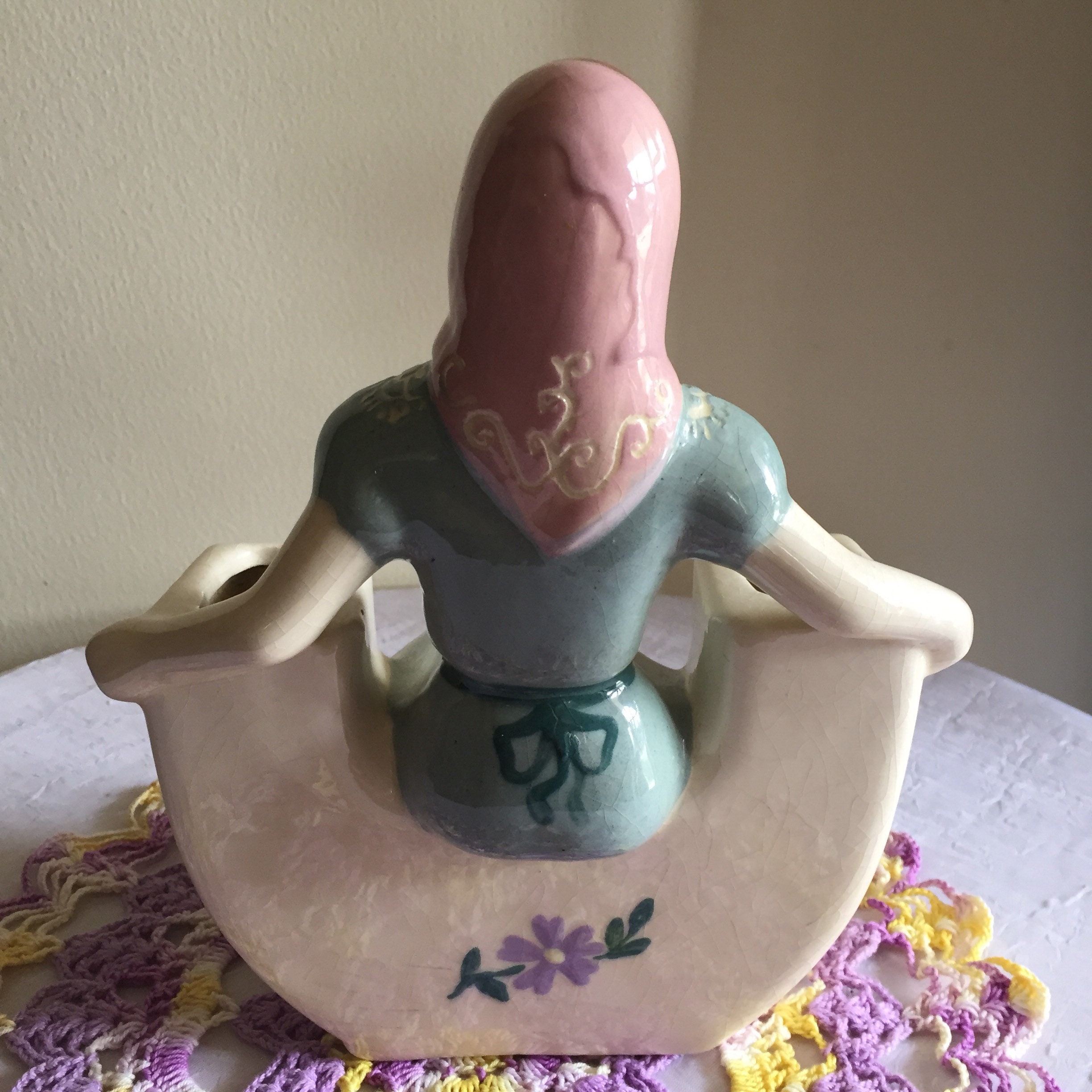 Vintage Weil Ware Double Vase Lady in Garden 1950's | Etsy