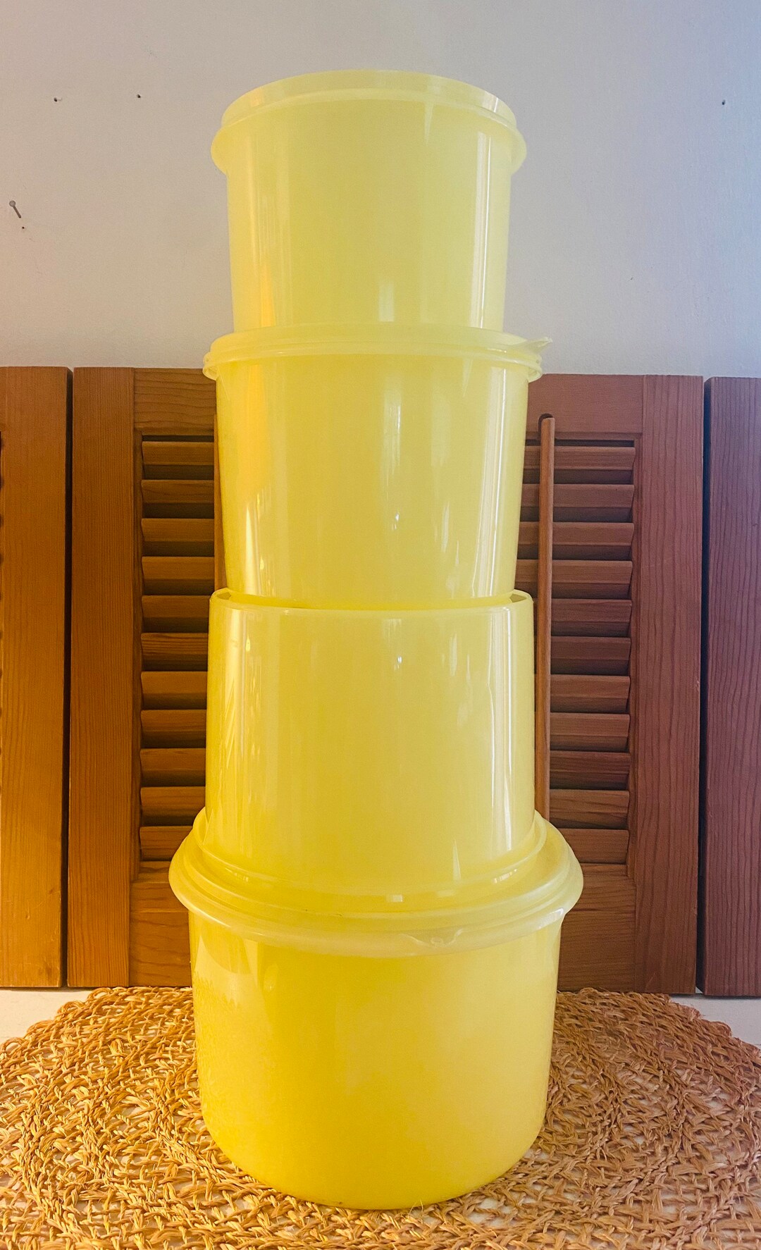 Vintage Tupperware Canister Set, Four Piece Yellow, Early Line, Two ...