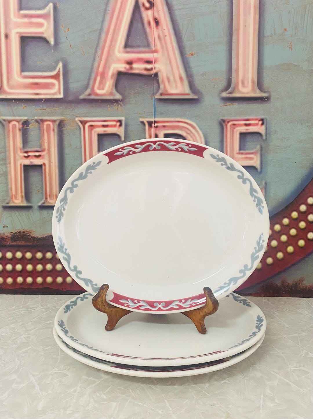 Vintage Diner Plates, Medium Oval, Embassy by Syracuse China, Set of ...